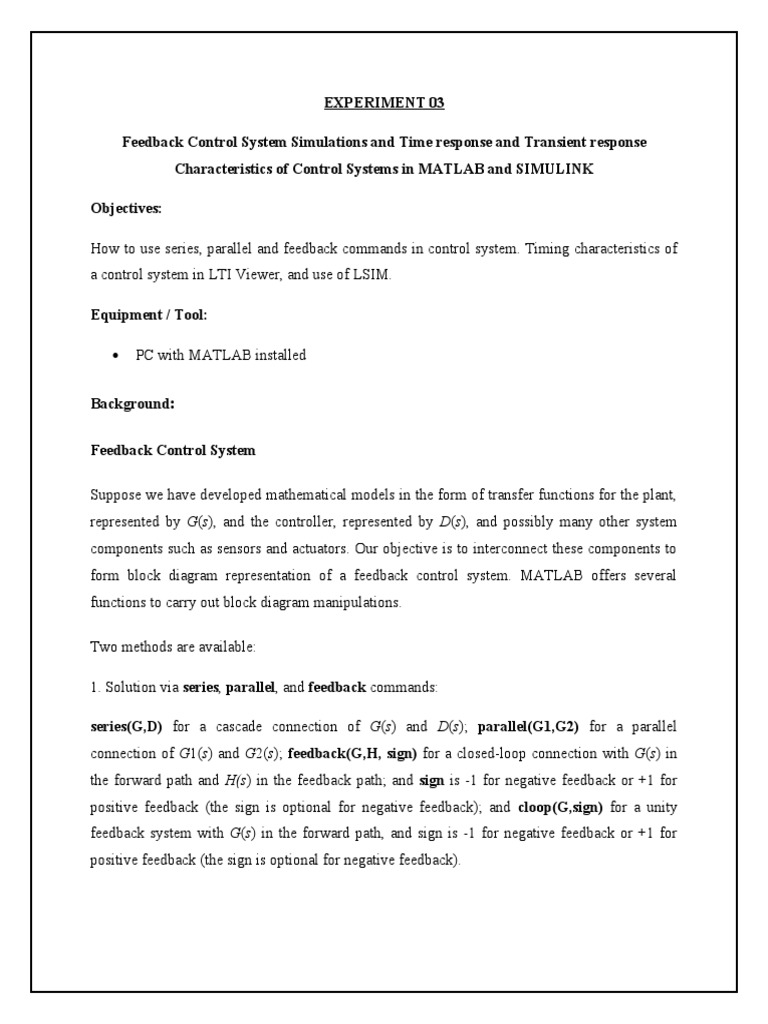 Lab3 Lcs 09032023 100213am | PDF | Control Theory | Matlab