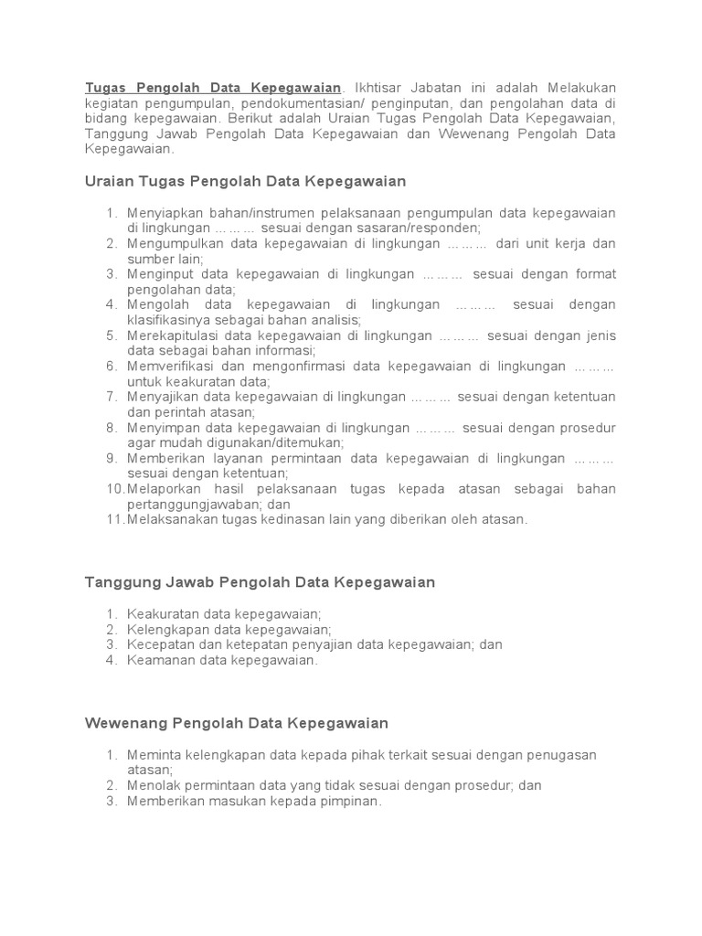 Tugas Pengolah Data Kepegawaian | PDF