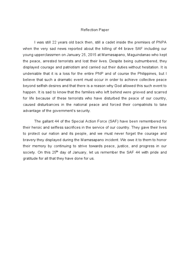 Gallant SAF 44 Reflection Paper | PDF