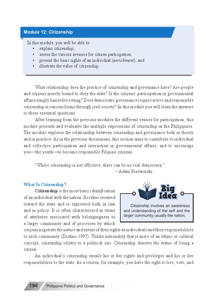 PolGov 14 | PDF | Citizenship | Identity (Social Science)