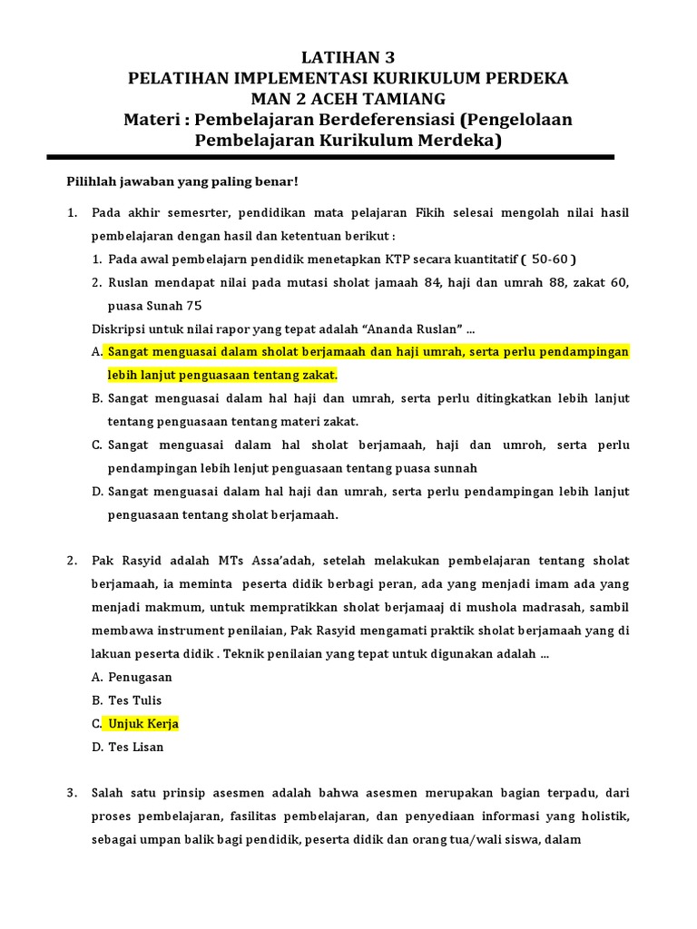 Contoh Soal Latihan 3 IKM | PDF