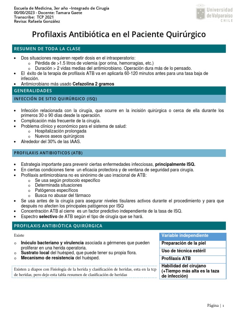 Profilaxis Antibiótica en El Paciente Quirúrgico | PDF | Antimicrobiano ...