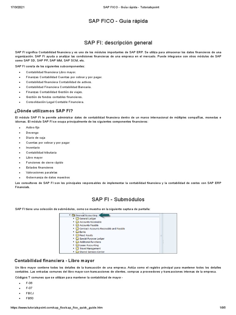 SAP FICO - Guía Rápida - Tutorialspoint | PDF