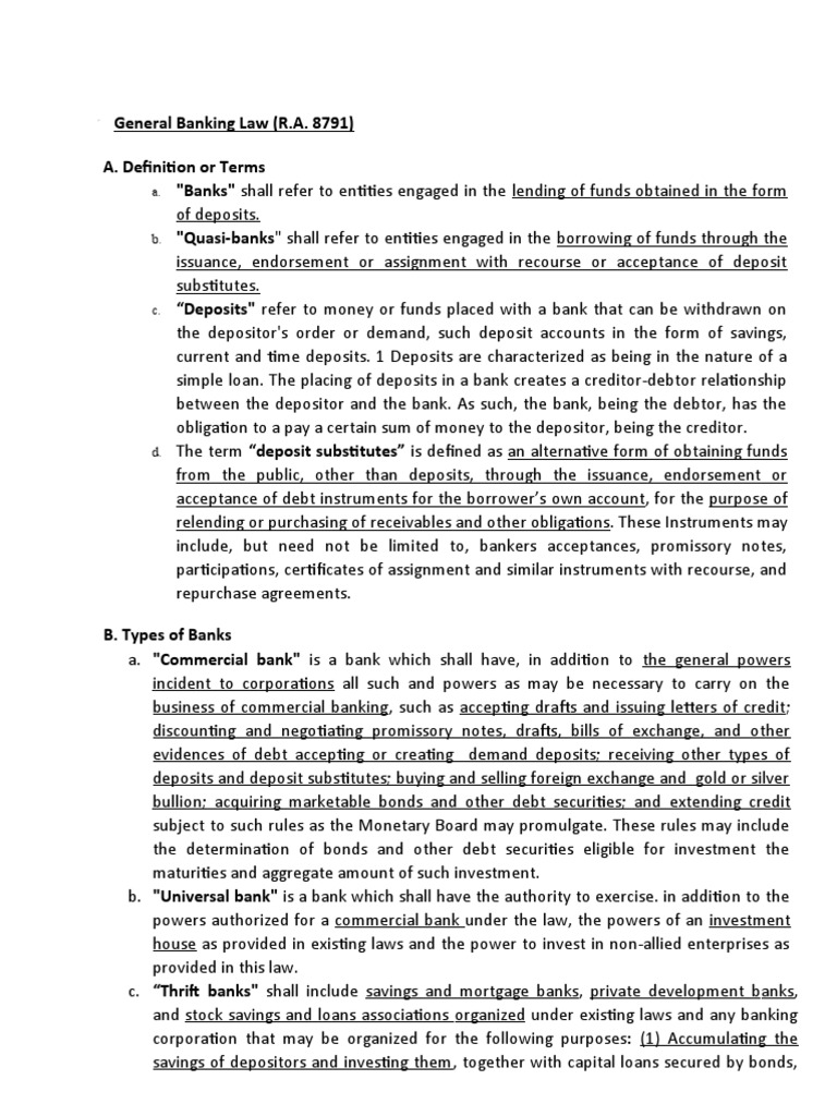 General Banking Law Pdf Banks Loans