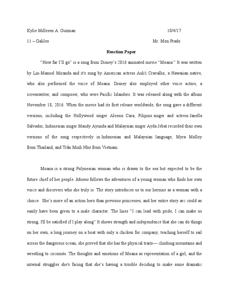 Sample Reaction Paper | PDF