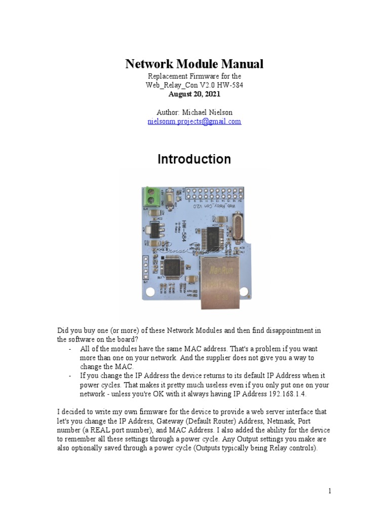 Network Module Manual - Code Rev 20210821 1541 | PDF | Input/Output ...