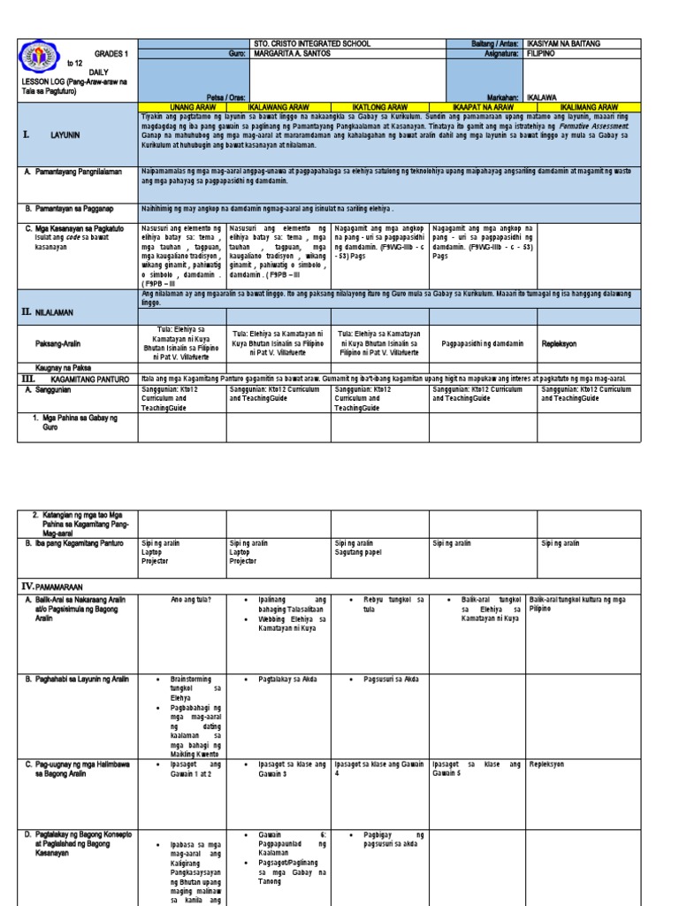 DLL - FILIPINO 9 - Elehiya | PDF