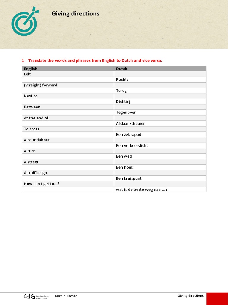 Worksheet Giving Directions | PDF