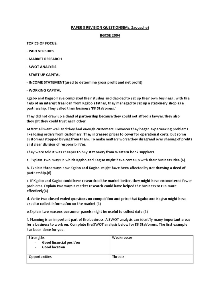 Paper 3 Revision Material | PDF | Working Capital | Balance Sheet
