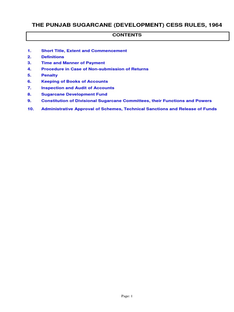 Sugarcane Cess Rules 1964 PDF | PDF | Sugarcane | Government