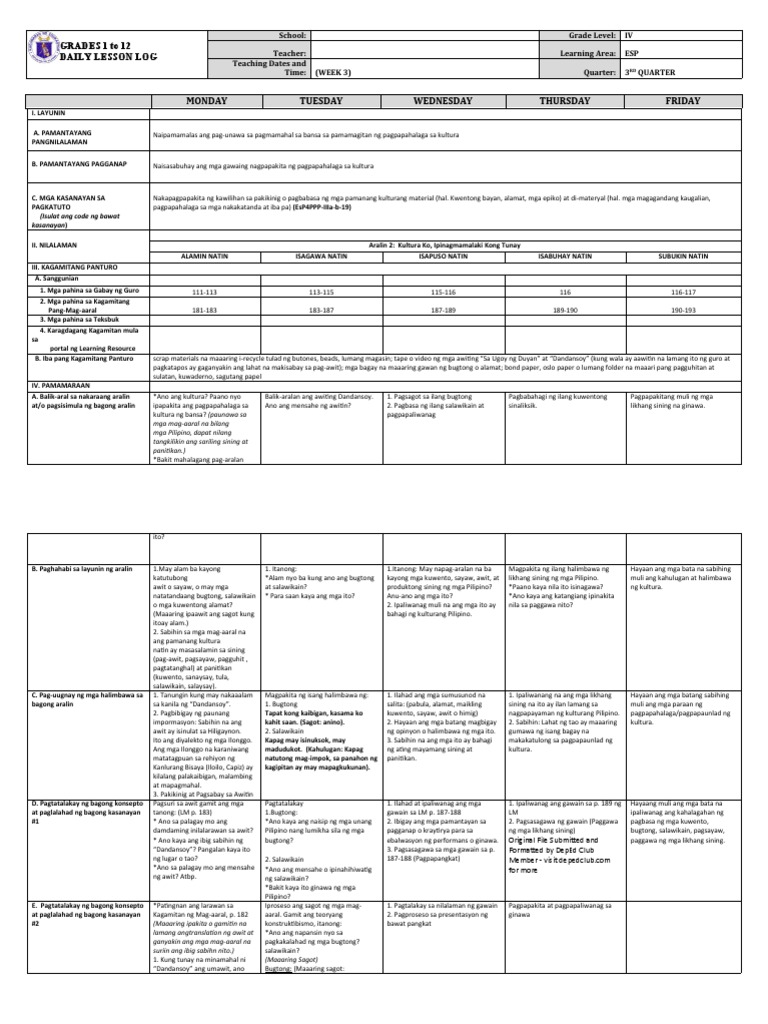 DLL - Esp 4 - Q3 - W3 | PDF