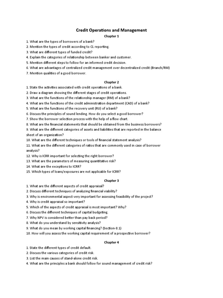 Credit Operations Question | Download Free PDF | Finance & Money ...