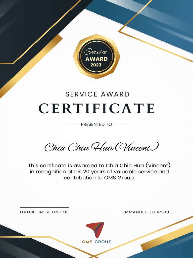 Service Award Certificate Sample 1a Pdf
