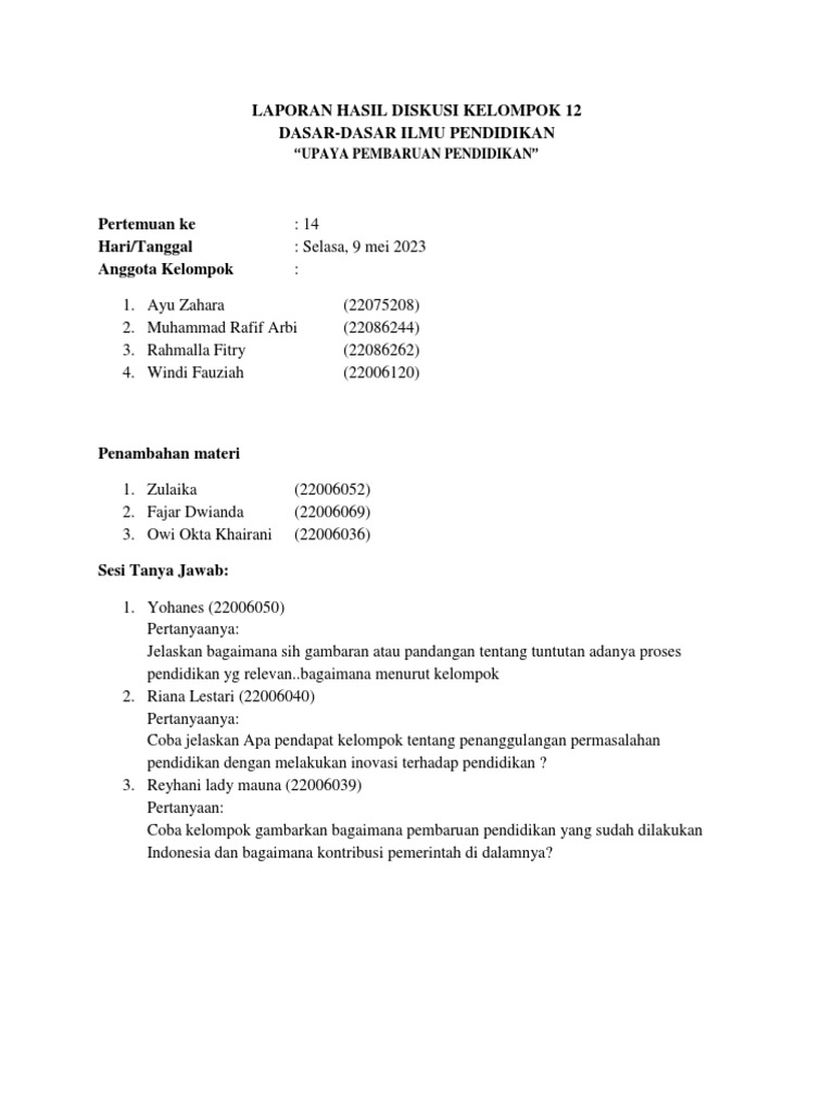 Laporan Hasil Diskusi Kelompok 12 Pdf