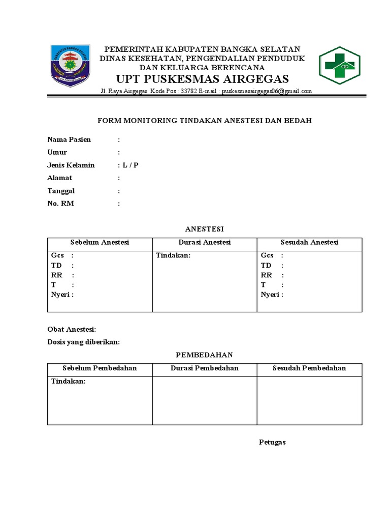 Form Monitoring Tindakan Pembedahan | PDF