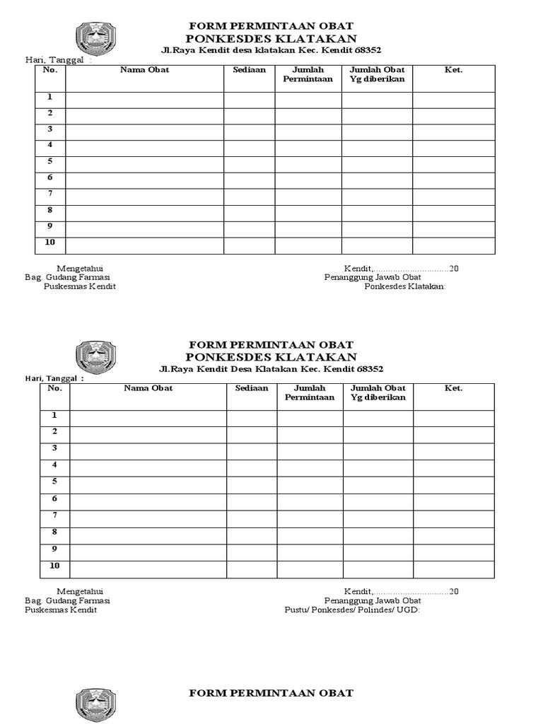 Form Permintaan Obat | PDF