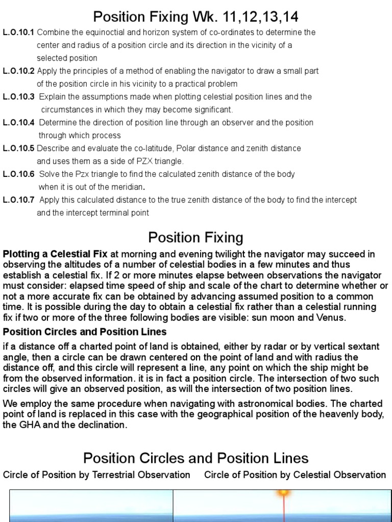 Position Fixing WK 11 | PDF | Astronomy | Navigation
