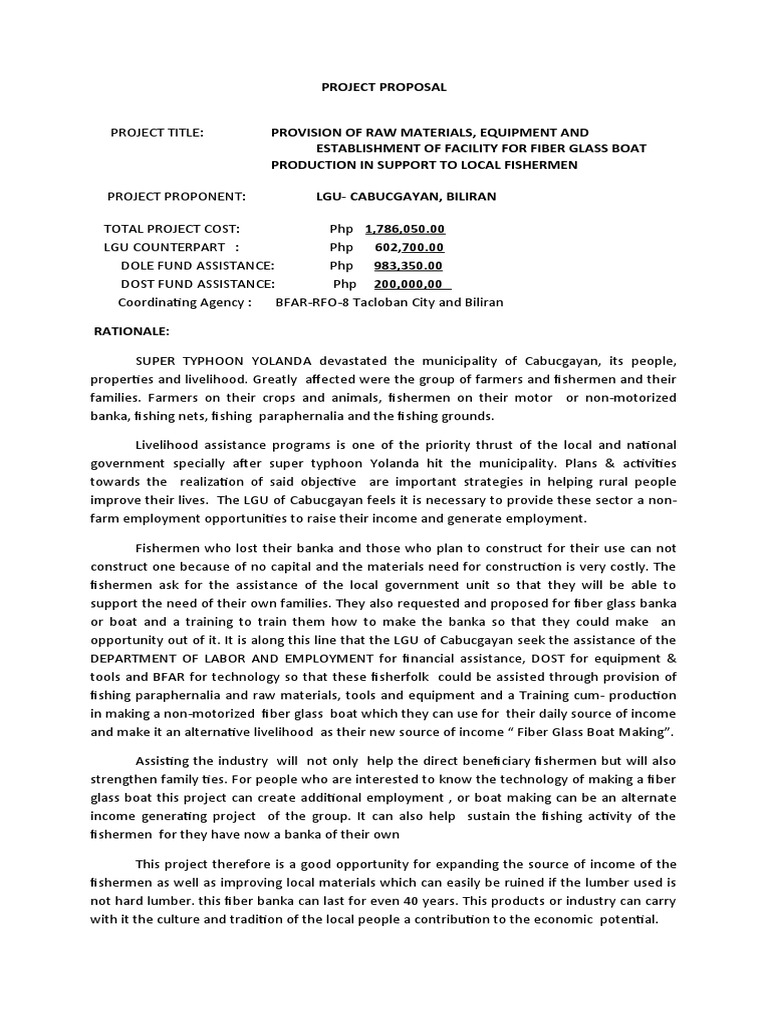 Project Proposal - Fiber Glass Boat Production | PDF