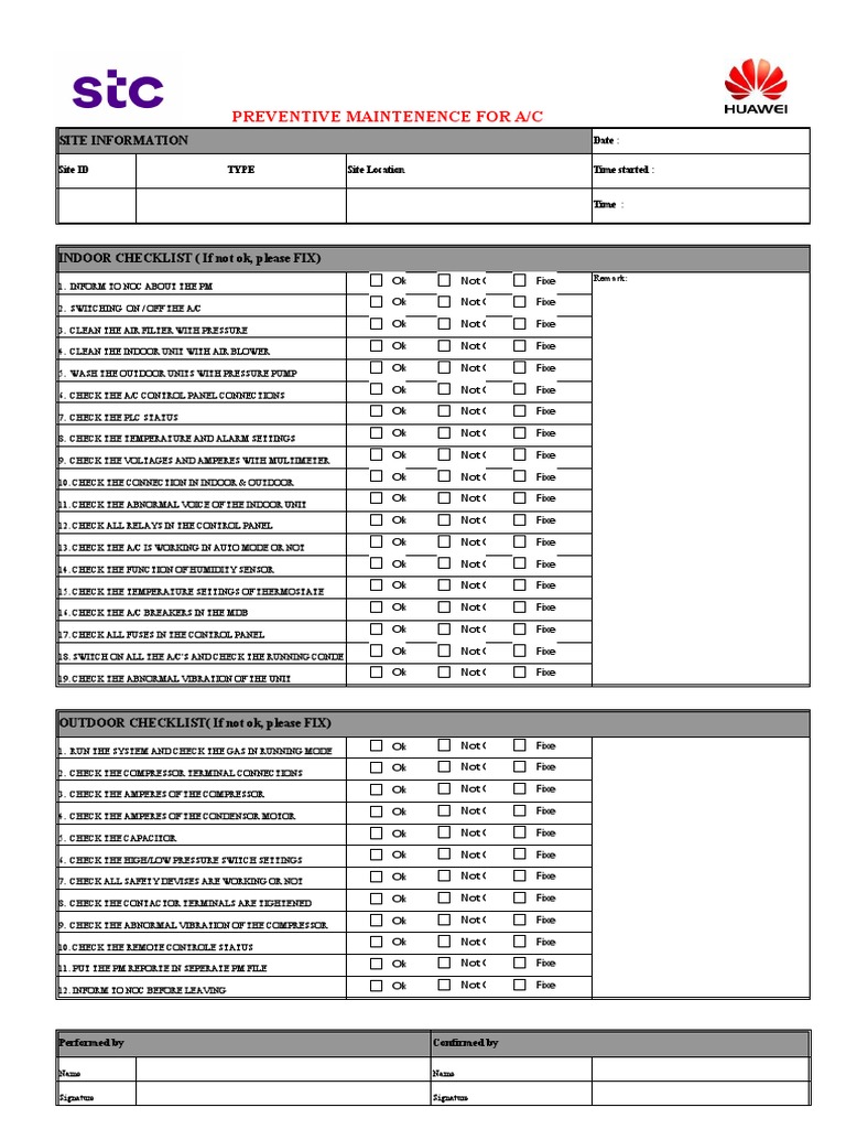 AC Check List Every Month | PDF | Air Conditioning | Capacitor