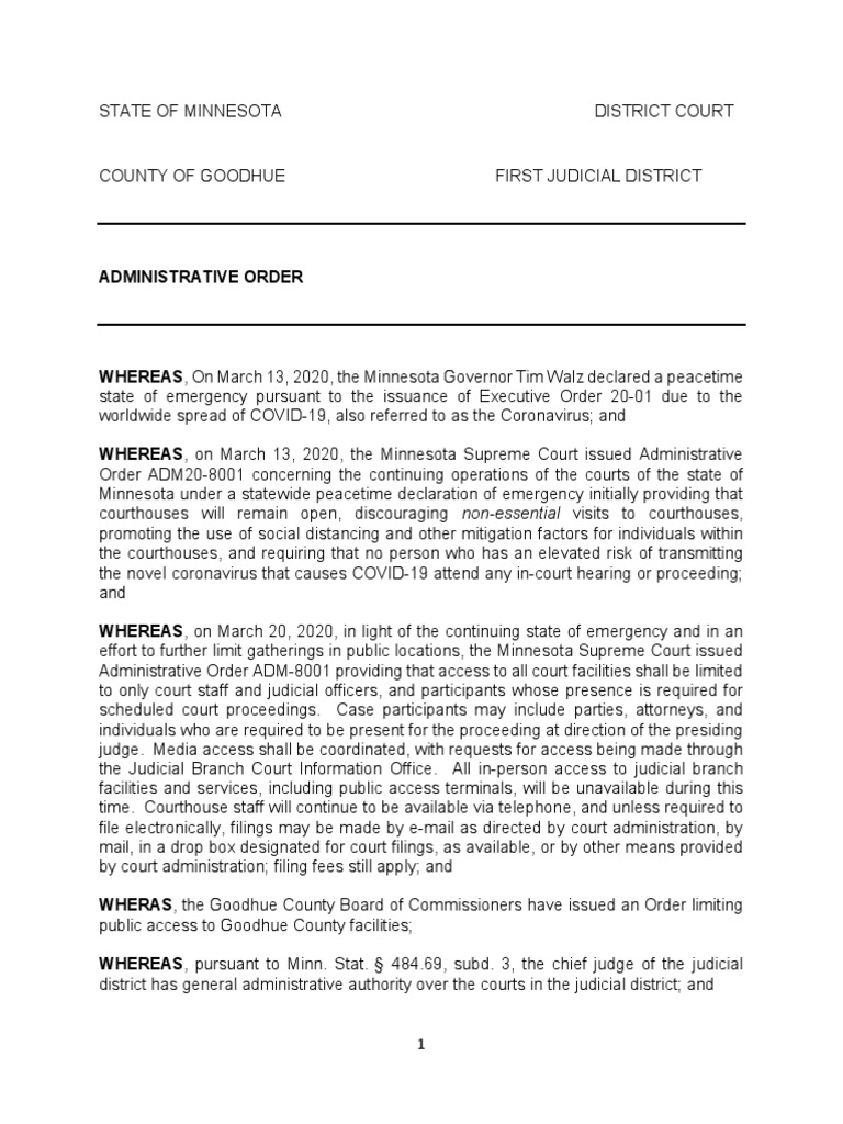 Administrative Order Closure and Access To Judicial District ...