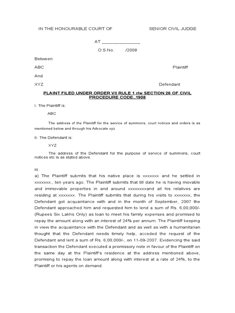 Civil Plaint | Download Free PDF | Loans | Lawsuit