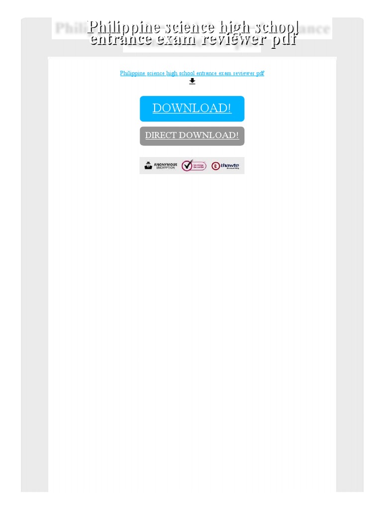 Philippine Science High School Entrance Exam Reviewer PDF | PDF