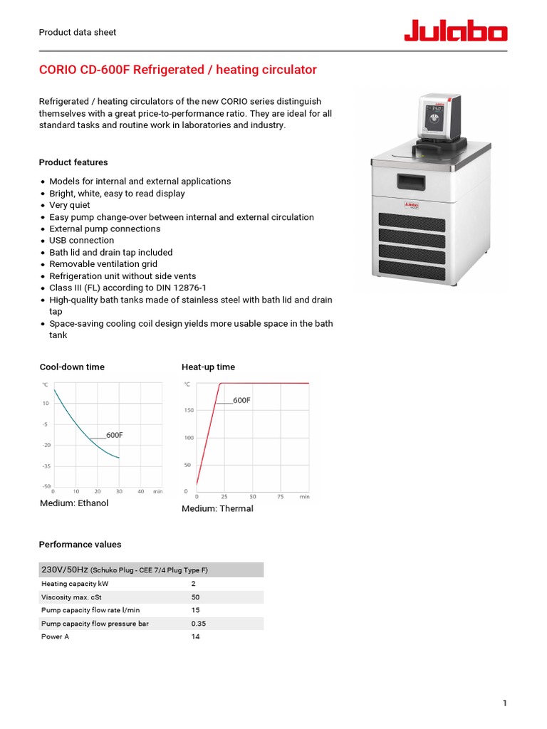 Julabo Corio CD-600f | PDF | Ac Power Plugs And Sockets | Refrigeration