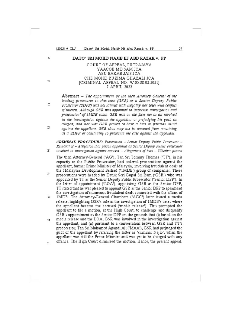 Dato' Sri Mohd Najib HJ Abd Razak v. PP | PDF | Prosecutor | Najib Razak