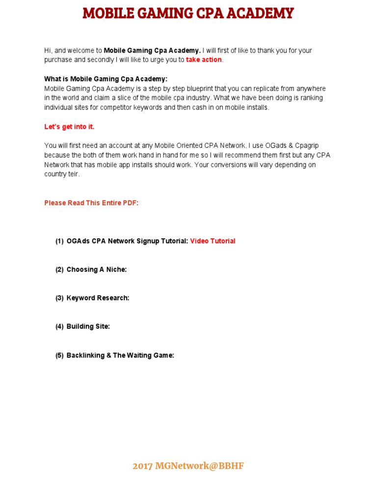 Mobile Gaming CPA Academy Guide | PDF | Search Engine Optimization ...