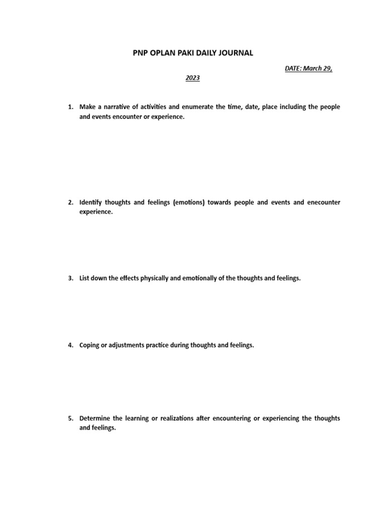 PNP Oplan Paki Daily Journal | PDF