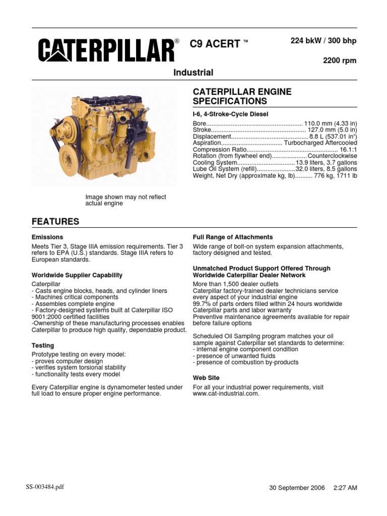 SS-003484 Industrial-C9 Dita-2200 RPM-224 KW-DM8117-01 | PDF | Horsepower | Engines