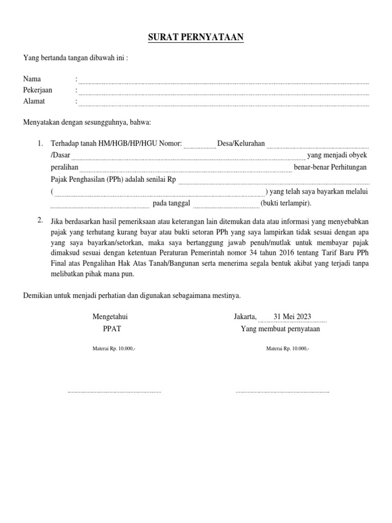 Surat PPH | PDF