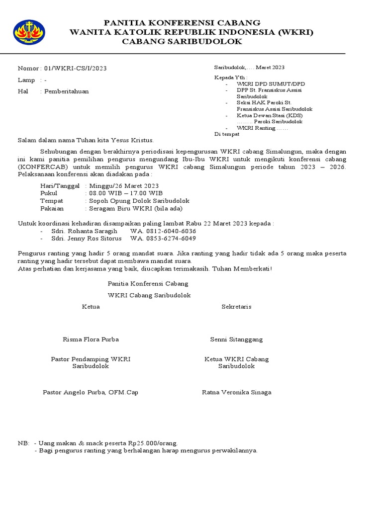 Surat WKRI (Revisi) 6 Mar | PDF