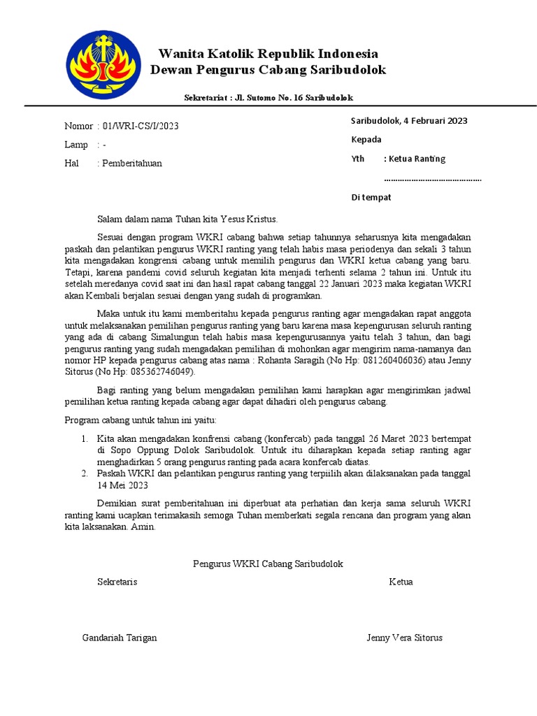 Surat WKRI (Revisi) | PDF