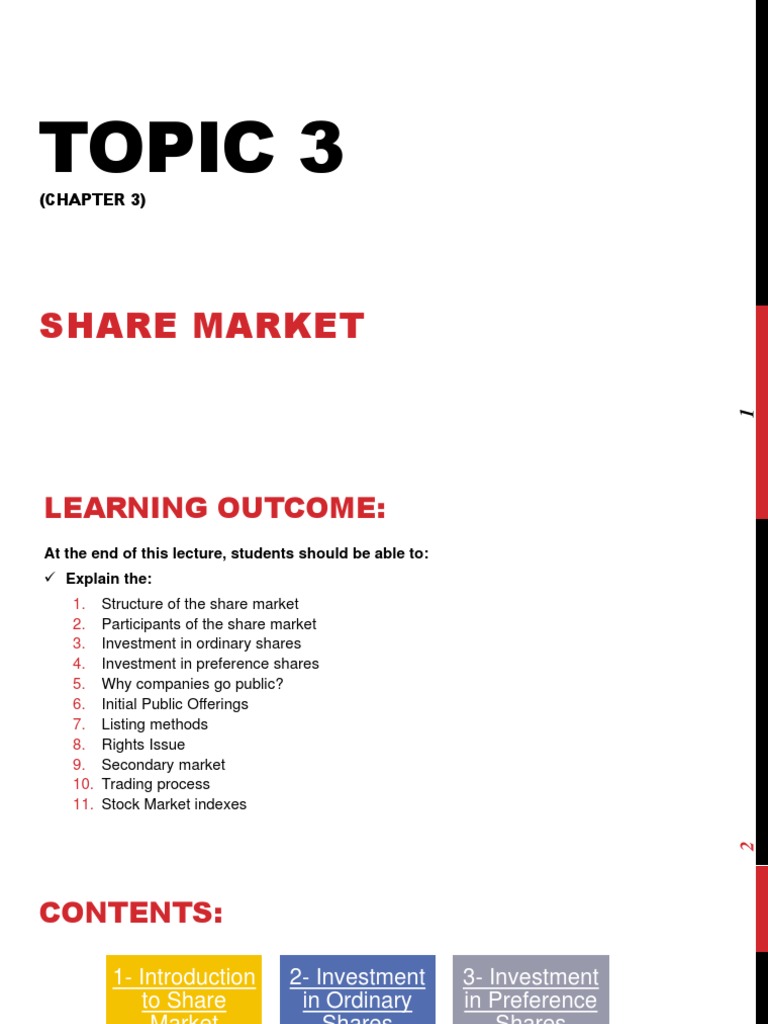 Topic 3 - Share Market | Download Free PDF | Stocks | Margin (Finance)