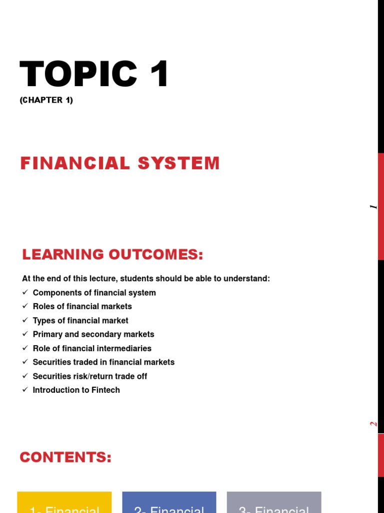 Topic 1 - Financial System | PDF | Financial Markets | Securities (Finance)