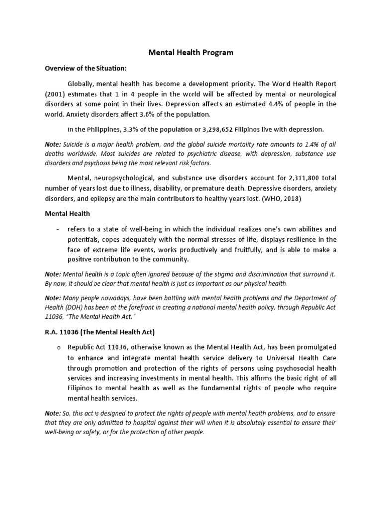 Mental Health Program | PDF | Mental Health | Mental Disorder