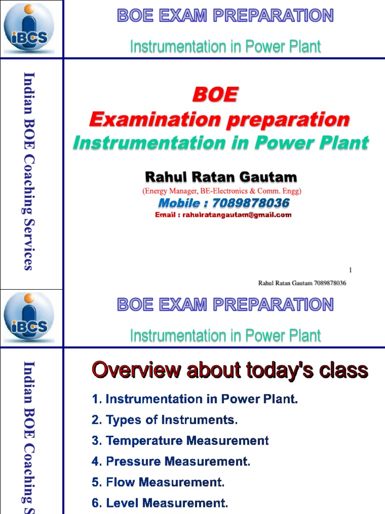BOE Exam Prep: Power Plant Instrumentation | PDF | Power Station | Instrumentation