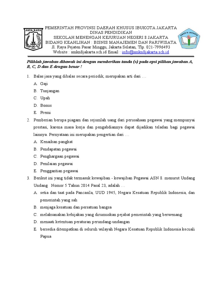 Soal US Teori (UTAMA) | PDF | Bisnis | Pengelolaan Keuangan & Uang