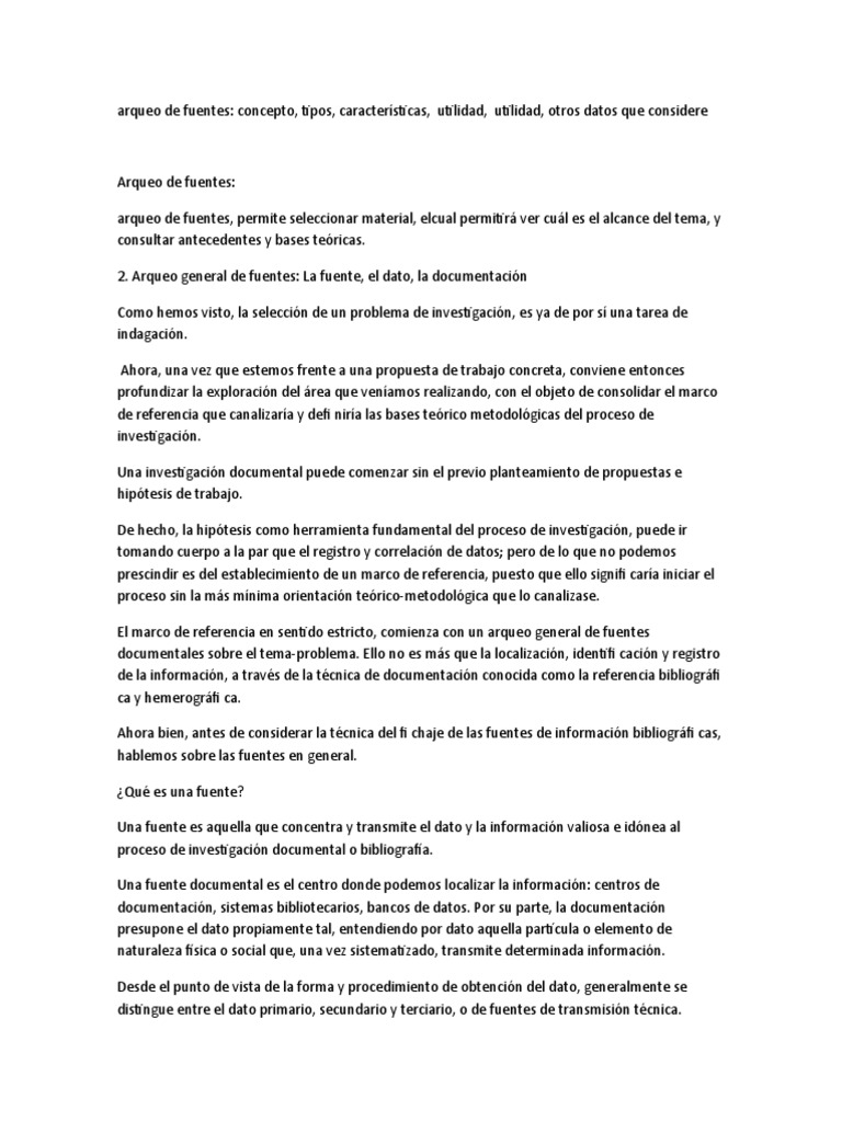 Arqueo de Fuentes Bibliografia | PDF | Información | Documento Arqueo de Fuentes Bibliografia | PDF | Información | Documento