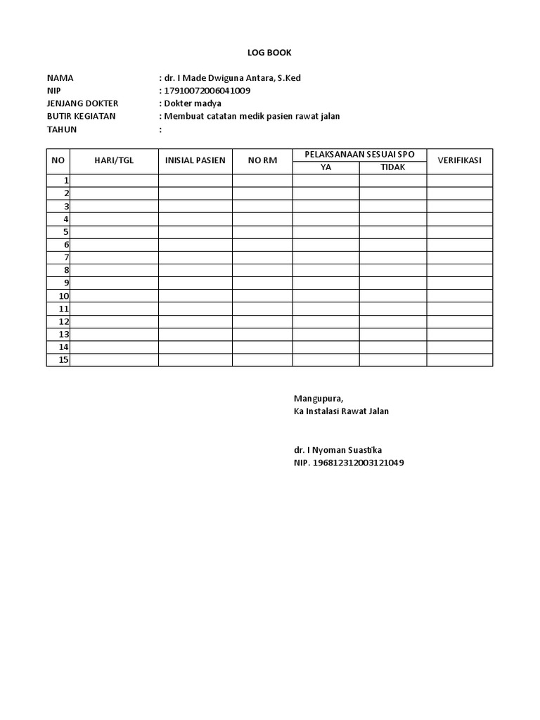 Format Log Book | PDF
