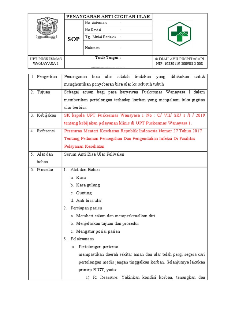 SOP Gigitan Ular | PDF