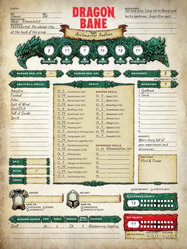 Dragonbane Pregenerated Characters Guide | PDF