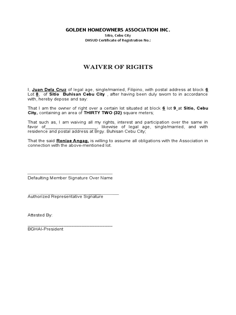 Waiver of Right | PDF