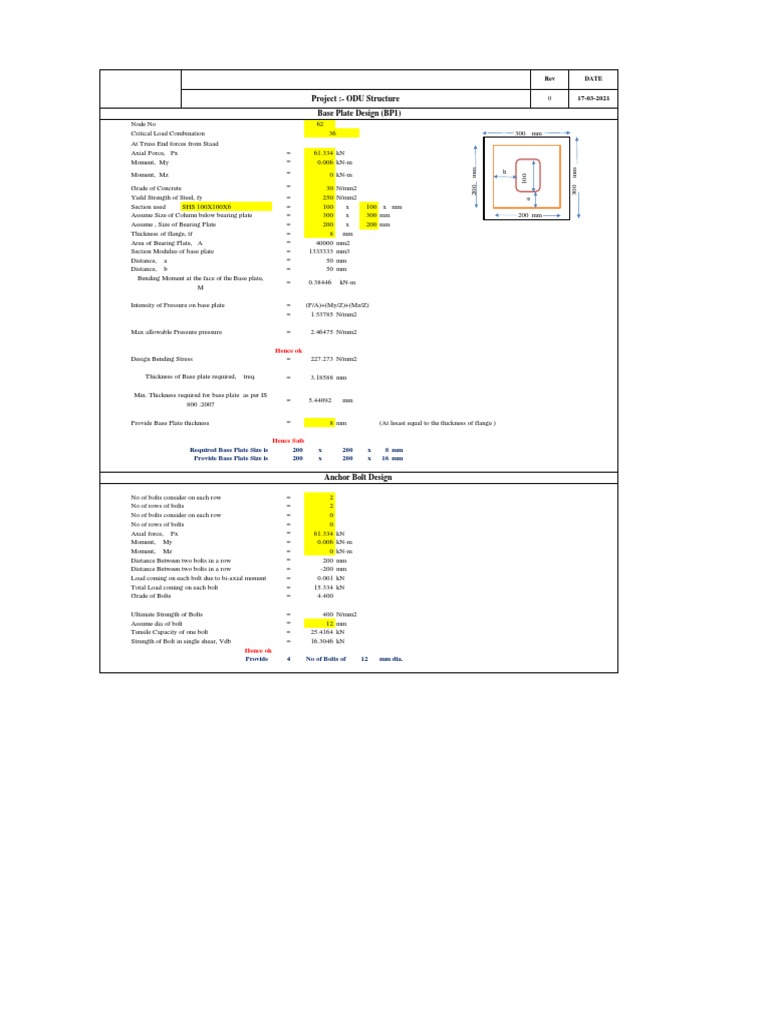 Base Plate Design | PDF | Bending | Solid Mechanics
