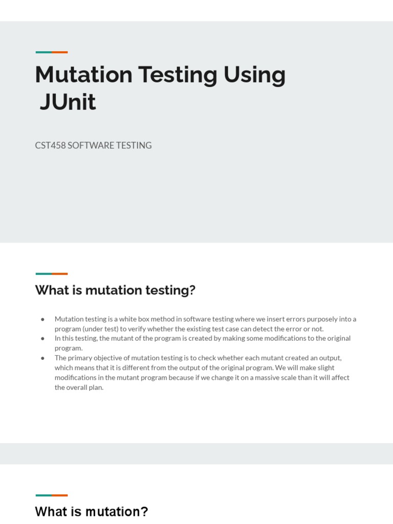 Mutation Testing Using JUnit | PDF | Unit Testing | Software Quality Mutation Testing Using JUnit | PDF | Unit Testing | Software Quality