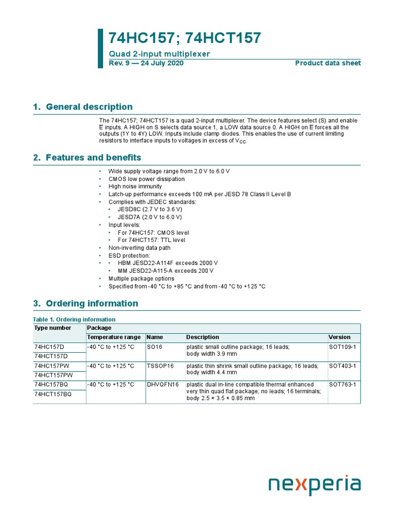 74HC HCT157 | PDF | Cmos | Electrical Engineering