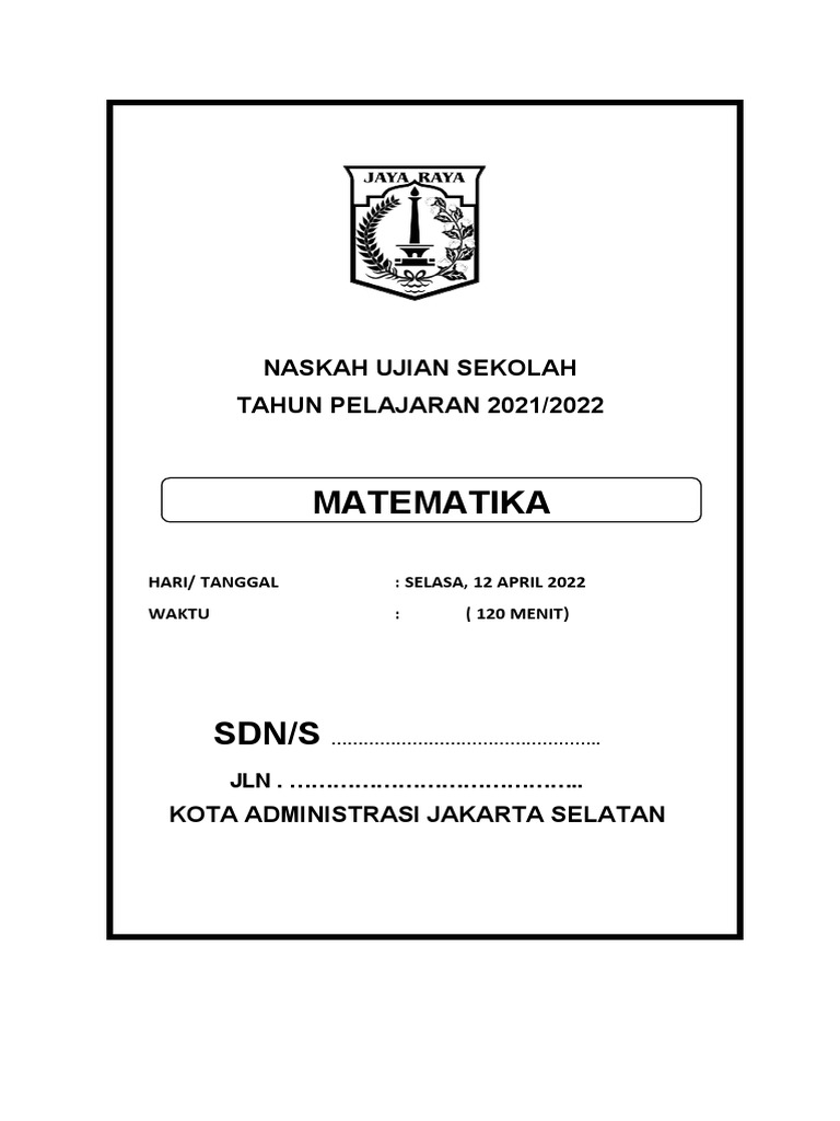 Soal Us Utama Matematika 2022 | PDF