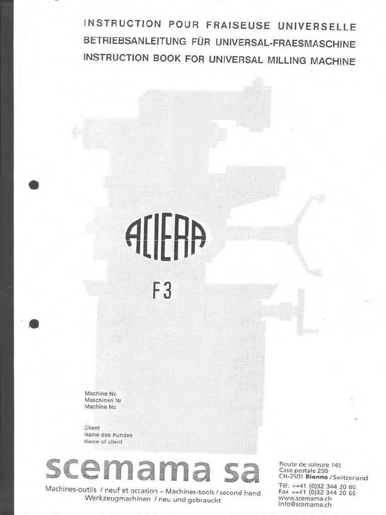 Aciera F3 Square Head Manual | PDF