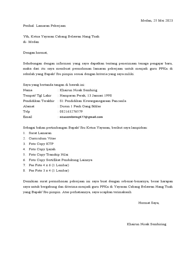 Surat Lamaran & CV 3 | PDF